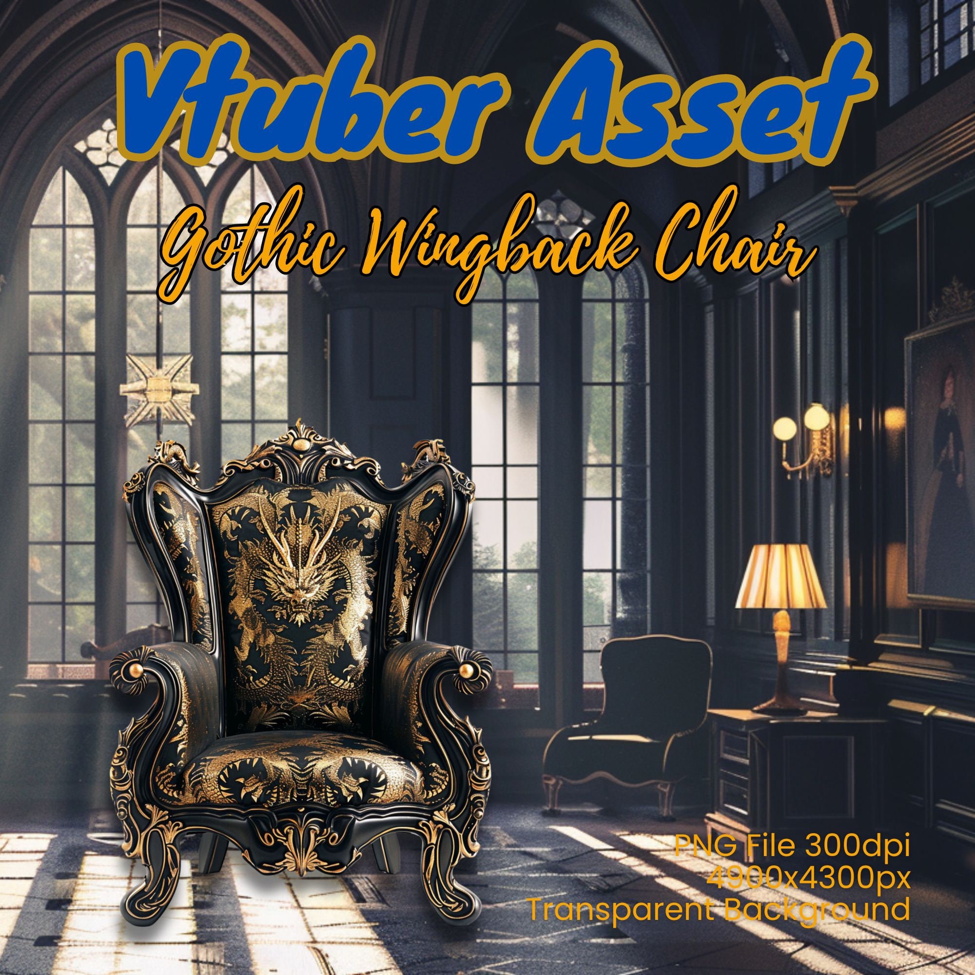 Vtuber Asset, Gothic Wingback Chair, Chair Bundle, Stream Decoration ...