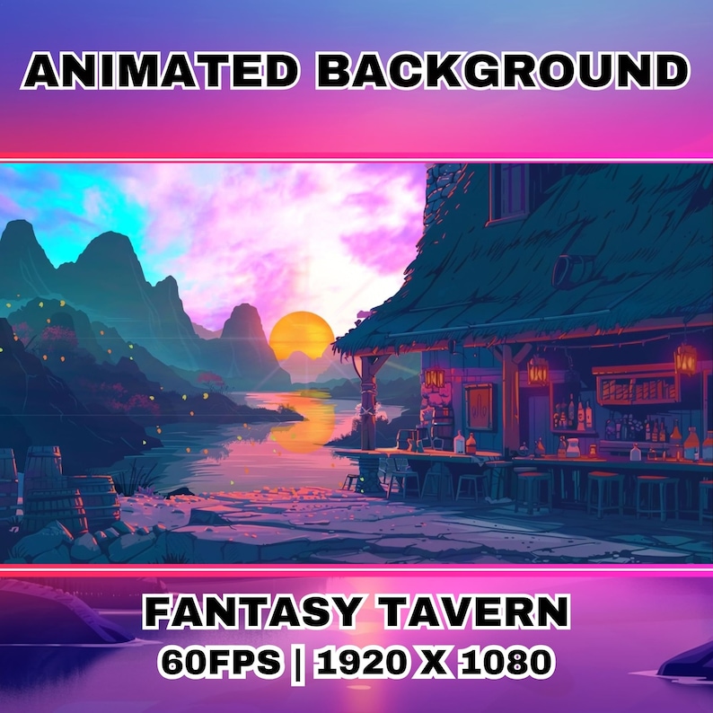 Vtuber Background Animated Virtual Background, Fantasy Tavern, Stunning ...