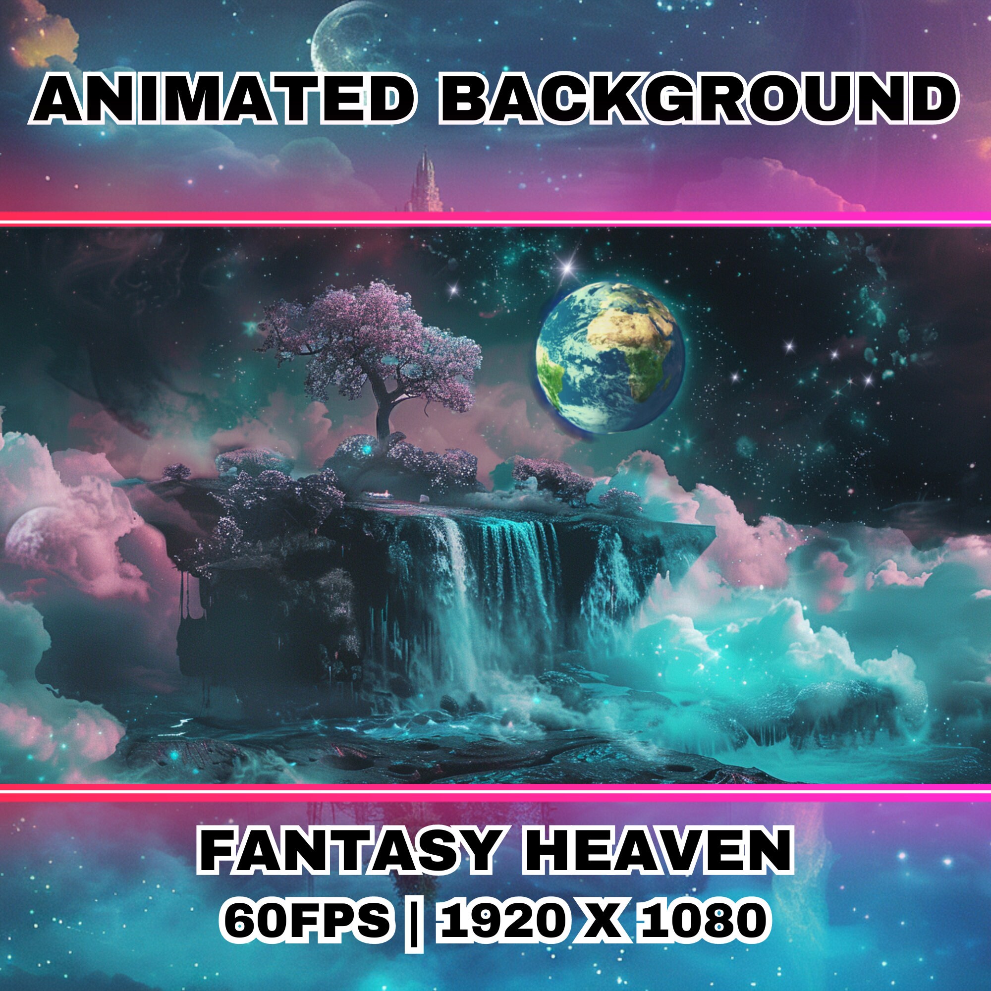 Vtuber Animated Background Fantasy Paradise, Vtuber Stream Overlay ...