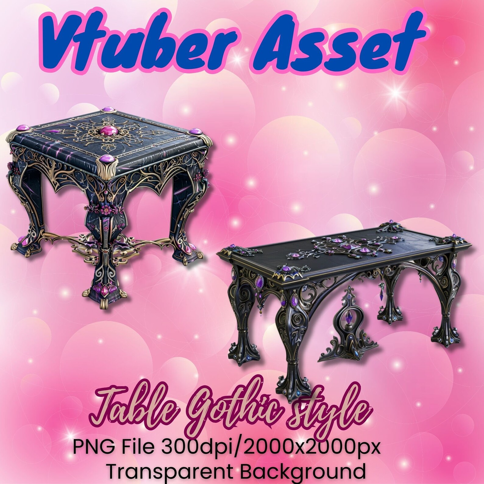 Vtuber Asset, Witch Table Gothic Style, Stream Decoration, Vtuber ...