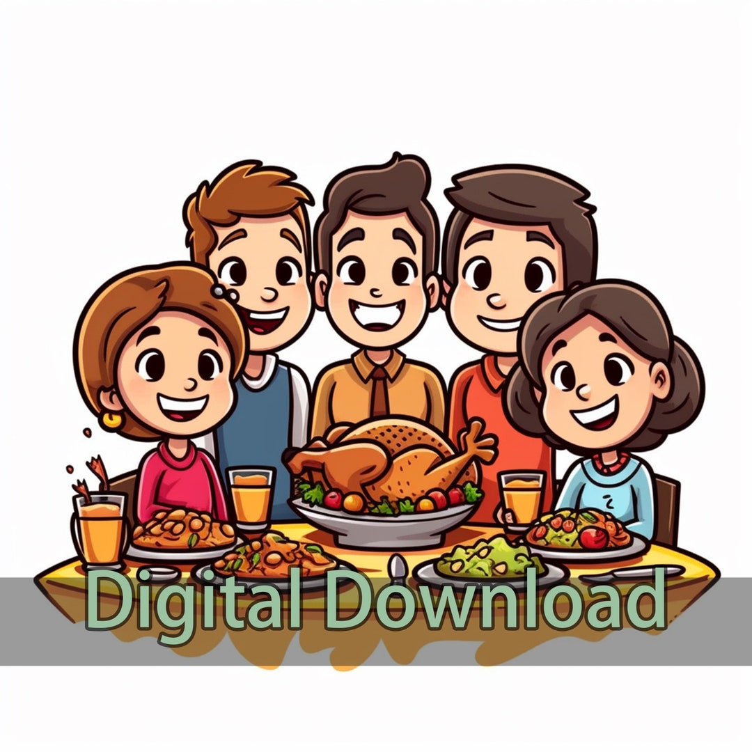 Thanksgiving Family Gathering Sticker Print - PNG File - Thanksgiving ...