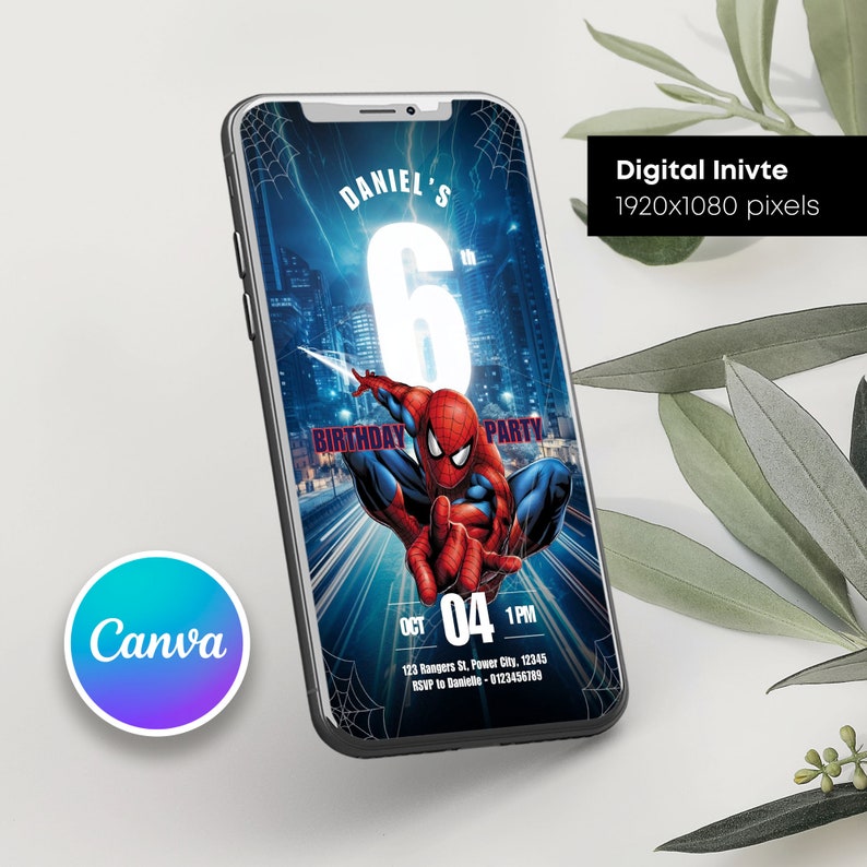 Editable Spidey Birthday Invitation Spider-man Party Digital Invitation ...