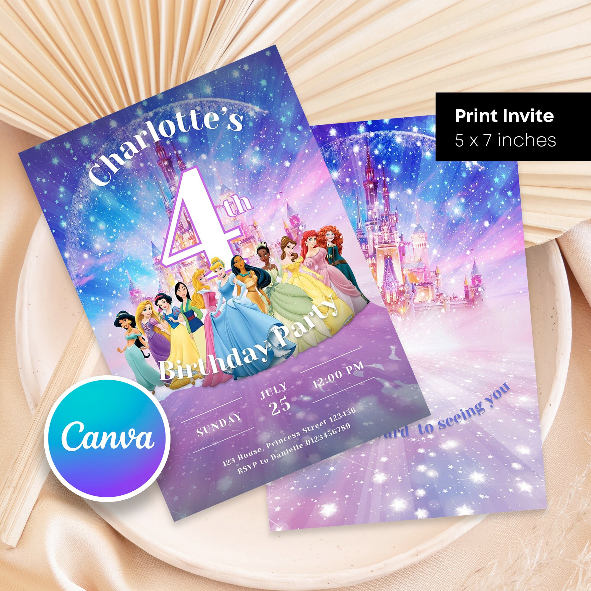 Editable Princess Birthday Invite Party Digital Invitation - Etsy