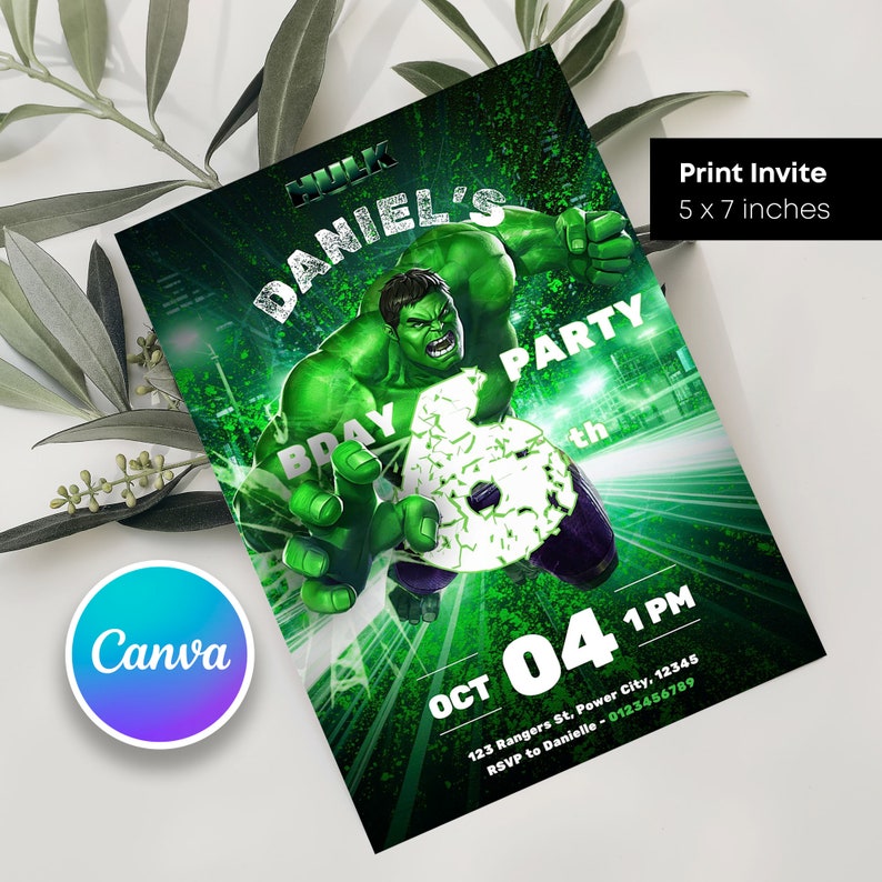 Editable Hulk Birthday Invitation Hulk Smash Party Digital - Etsy
