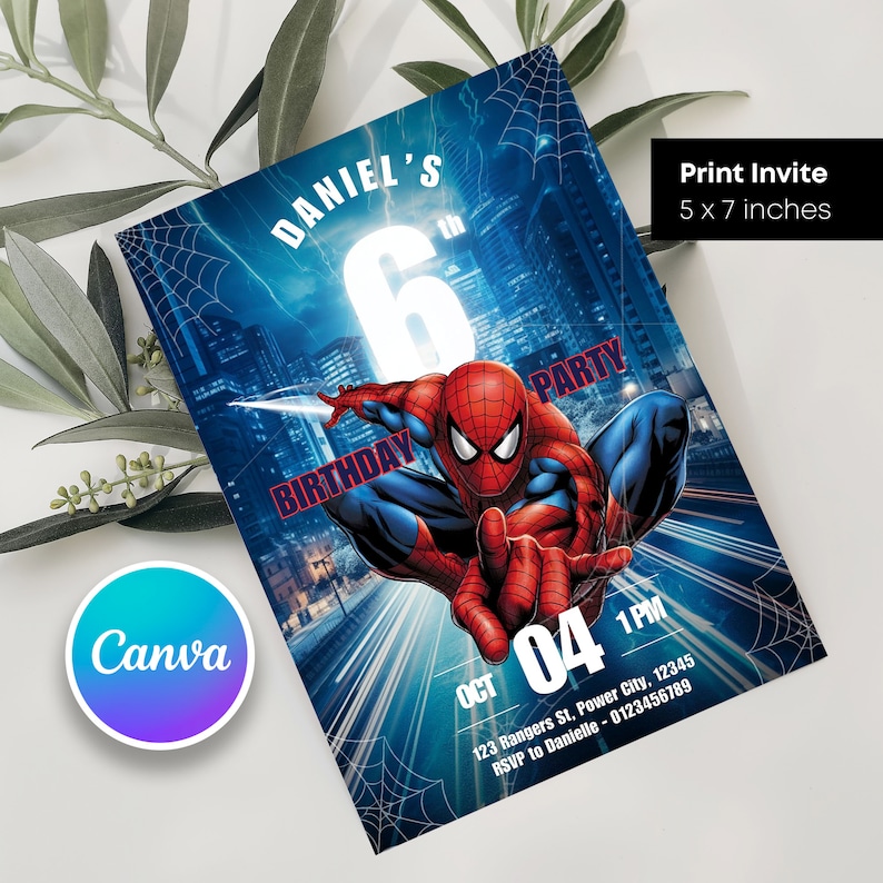 Editable Spidey Birthday Invitation Spider-man Party Digital Invitation ...