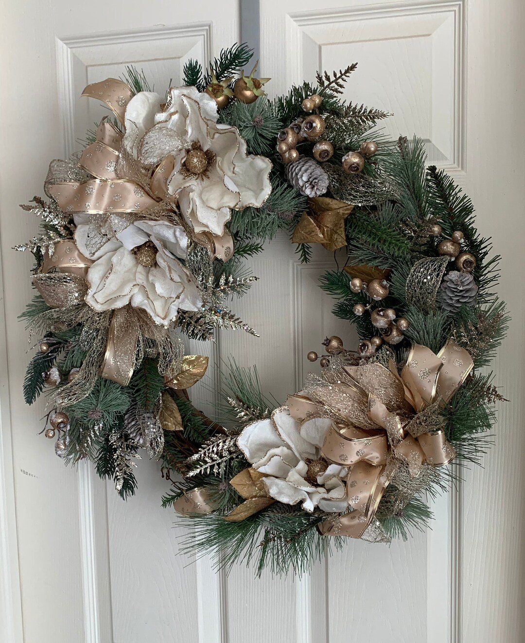 Magnolia Winter Elegance Christmas Frosted Winter Wreath Decor - Etsy