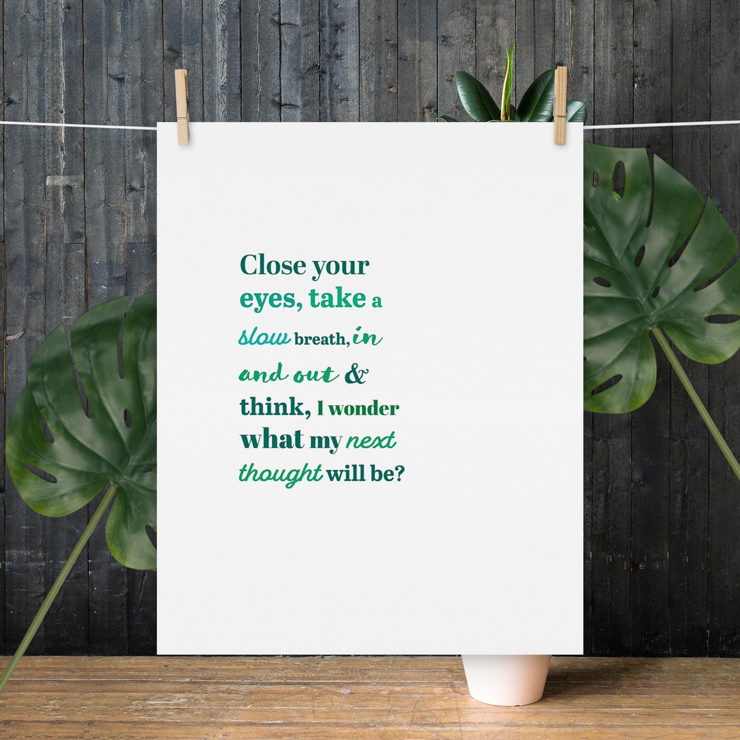 Green Inspirational Quote Wall Art Poster Mindful Reflection - Etsy