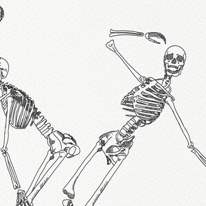Dancing Party Skeletons Black & White Line Art Print Unique Print Wild ...