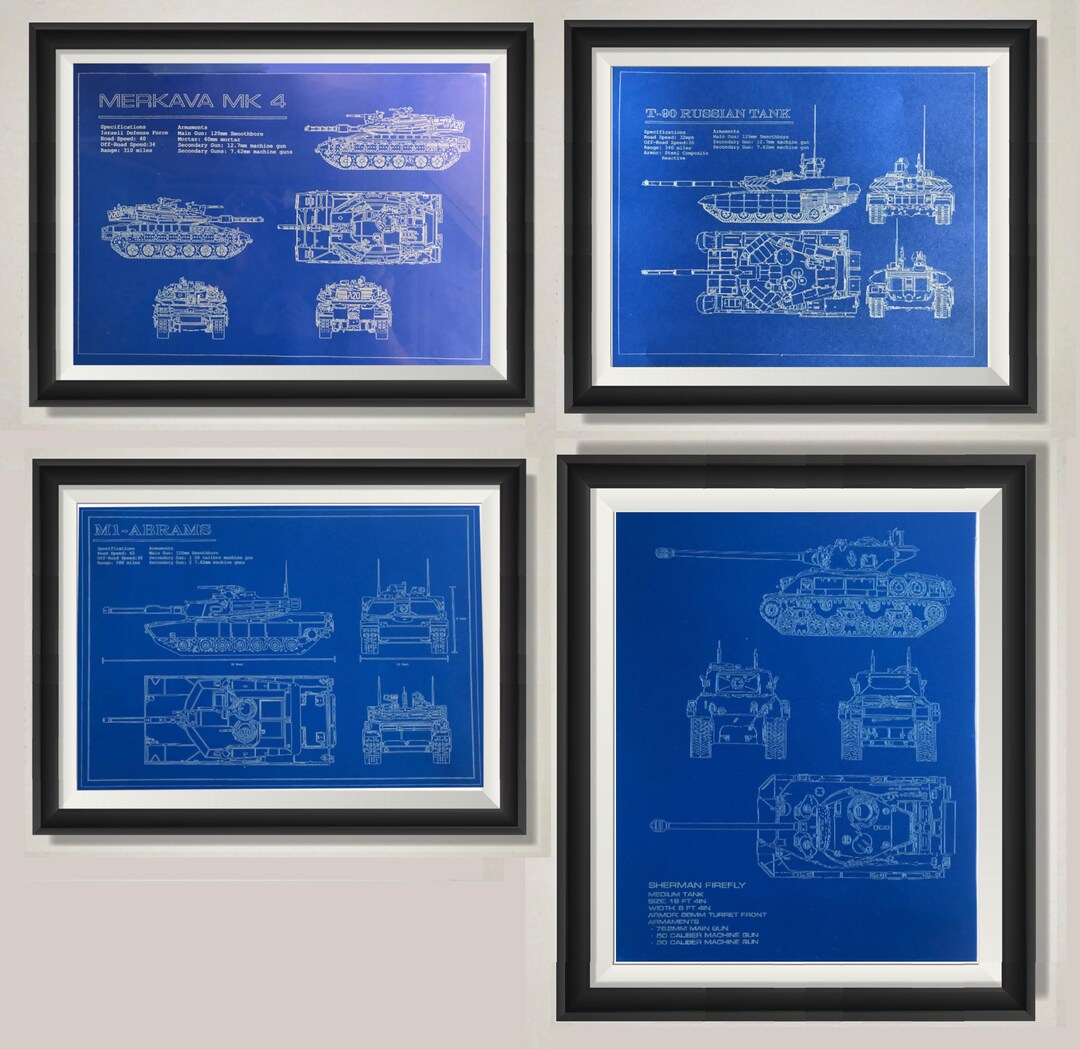 Military Tank Army Blueprints Patent Poster Prints - 4 Tank Combo ...