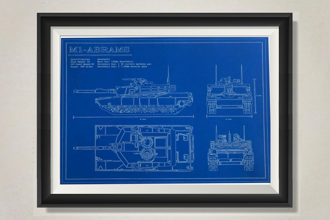 Military Tank Army Blueprints Patent Poster Prints - M1 Abrahms - Great ...