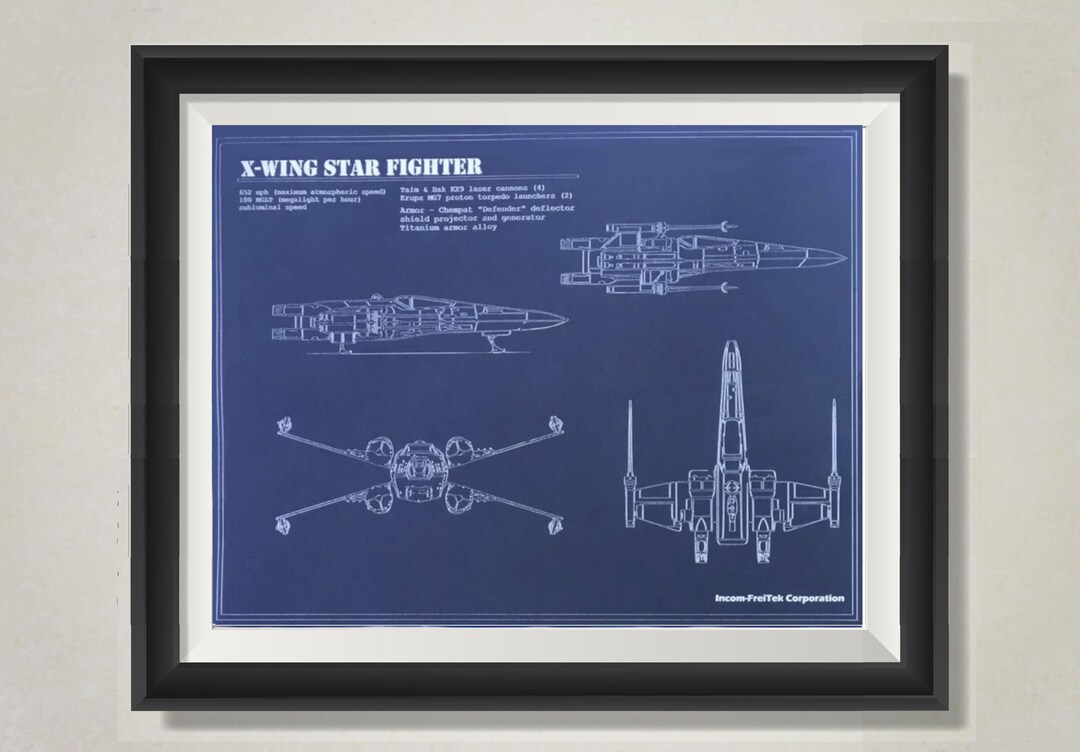 X-wing - Spacecraft Star Fighter, Space Wars Patent Poster Prints ...