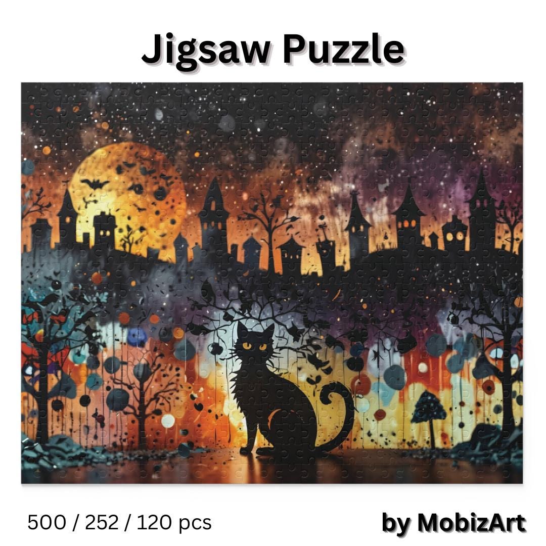 Spooky Midnight Jigsaw Puzzle: Halloween Edition 120, 252, 500-piece - Etsy