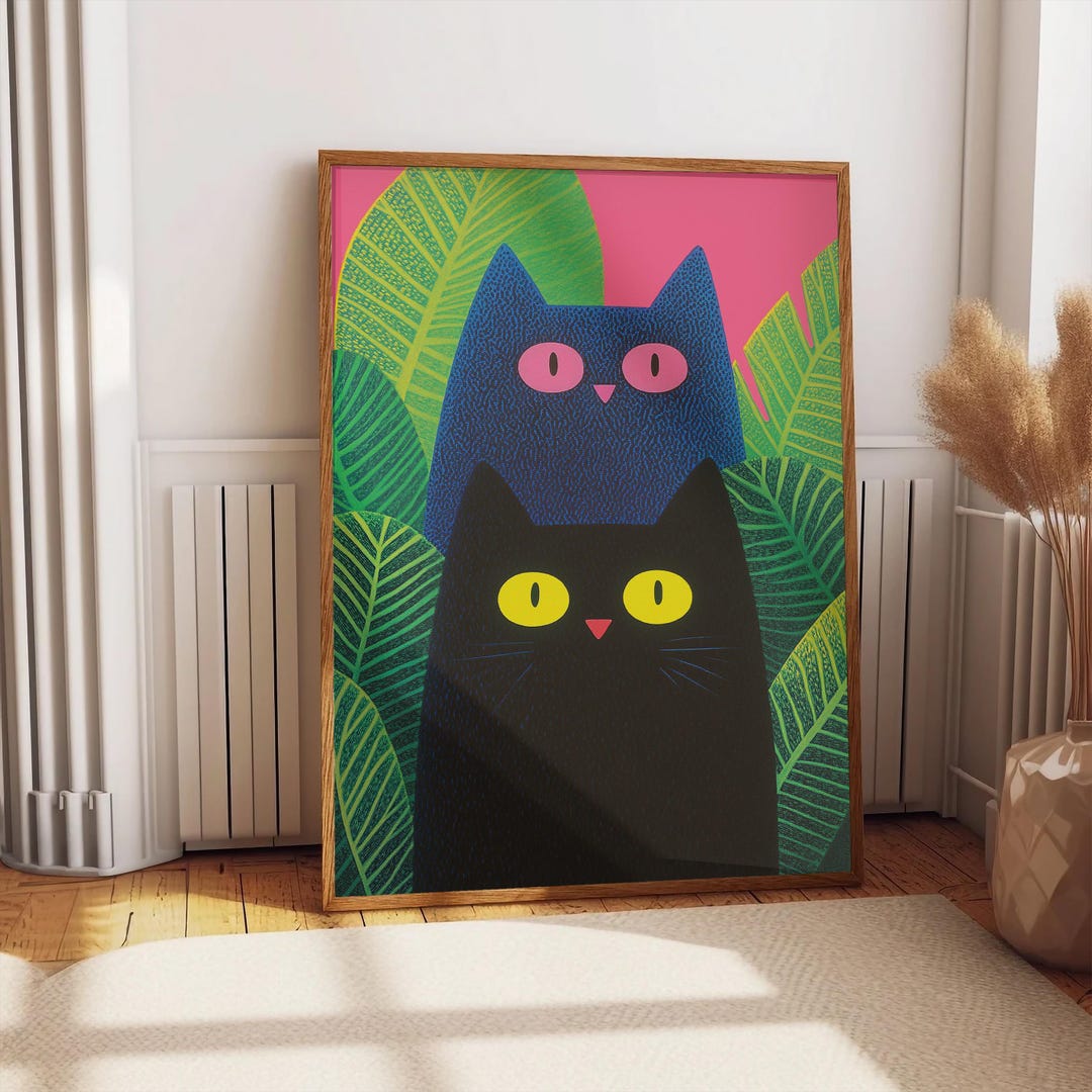 Cats Funny Wall Art Print, Cute Kitten Illustration, Cat Lover Gift ...