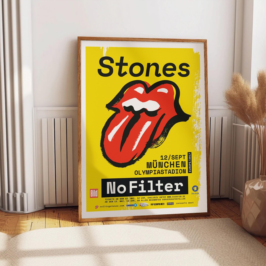 Rolling Stones Concert Poster Wall Art, Rock Music Print, Retro Live ...