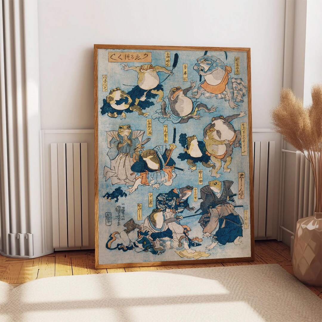 Frogs Traditional Japanese Print, Kuniyoshi Original Japan Ukiyo-e ...