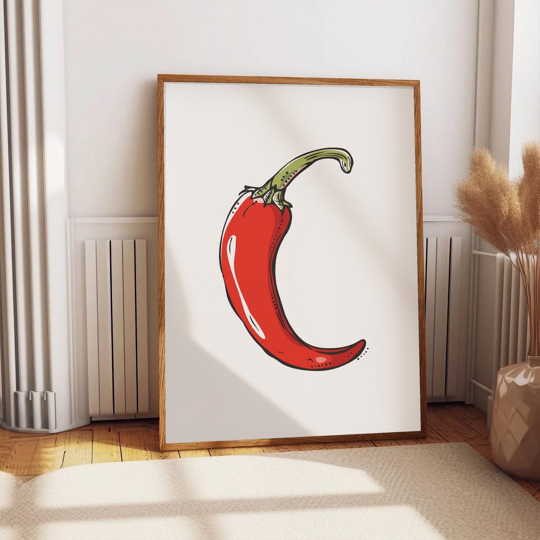 Red Pepper Retro Wall Art, Retro Kitchen Art, Italian Inspired Art ...