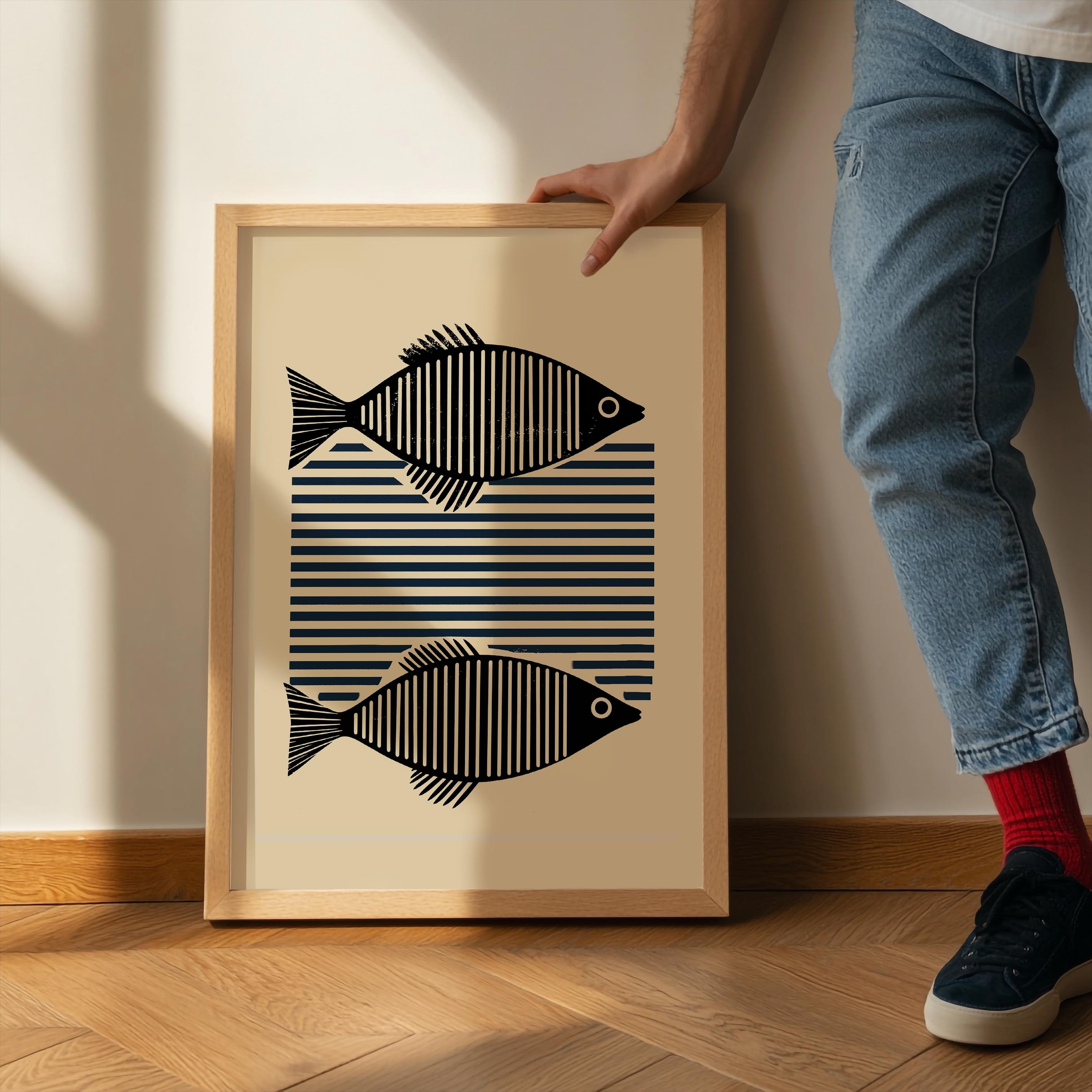 Retro Fish Wall Art Print, Sea Life Illustration Print, Vintage Food ...