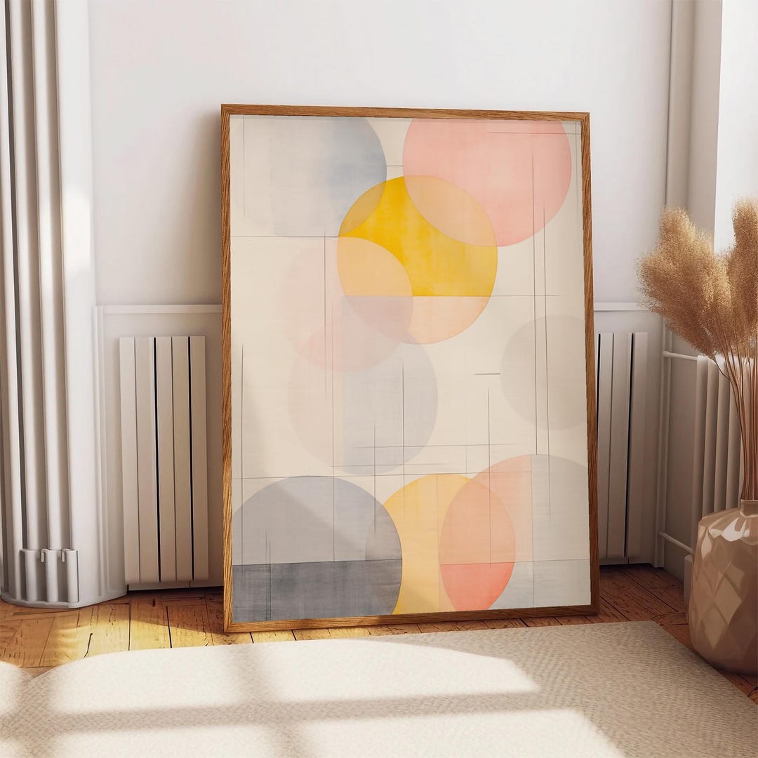 Warm Colors Circles Minimalist Poster, Yellow Red Blue Circle ...