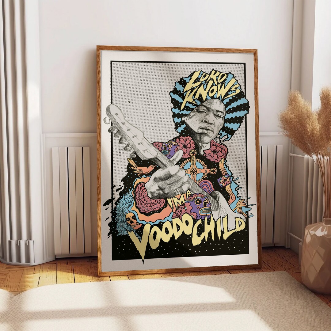 Pôster retrô de Jimi Hendrix, impressão de herói musical, pôster de ...