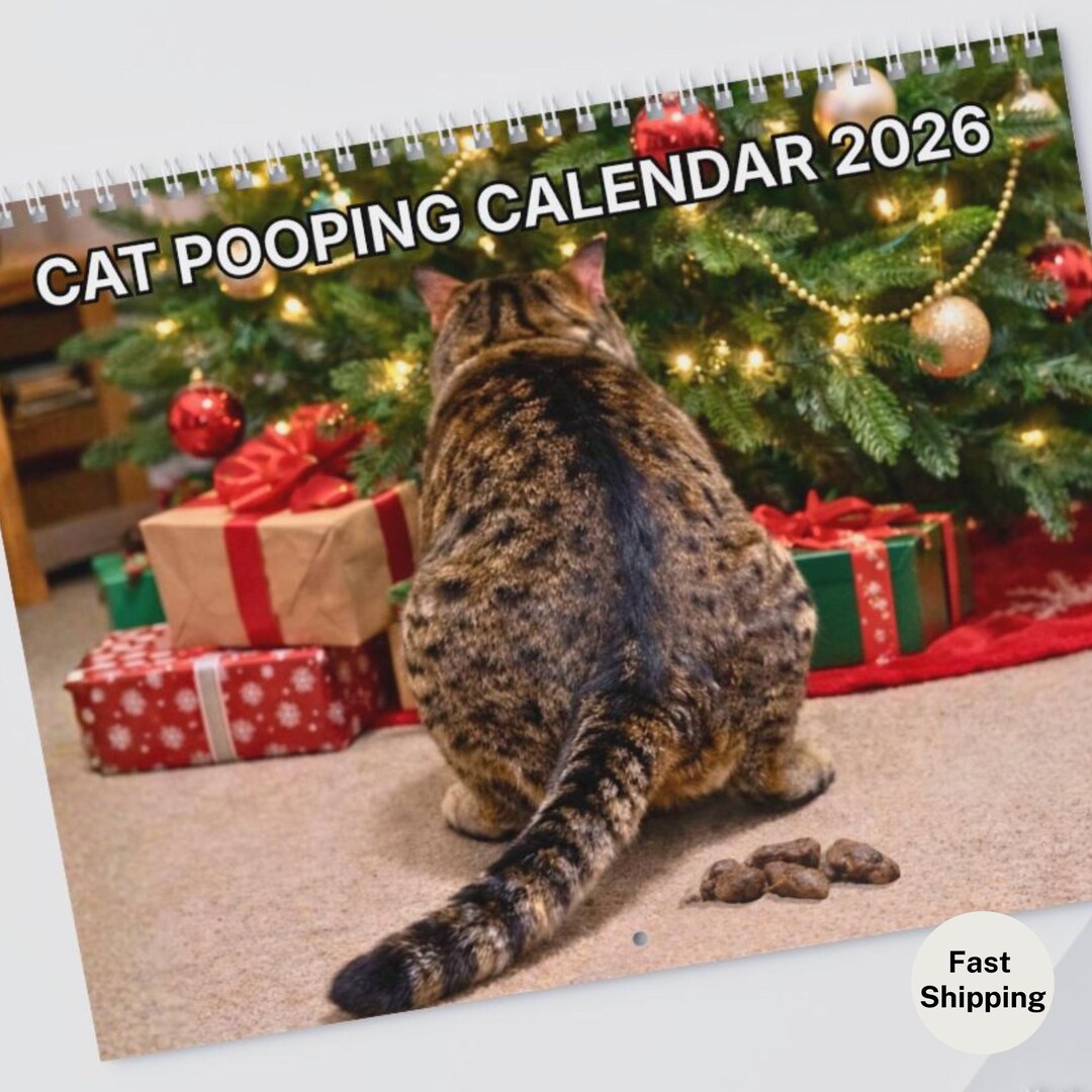 Cat Pooping Calendar 2026, Funny Cat Wall Calendar, Awkward Cat ...