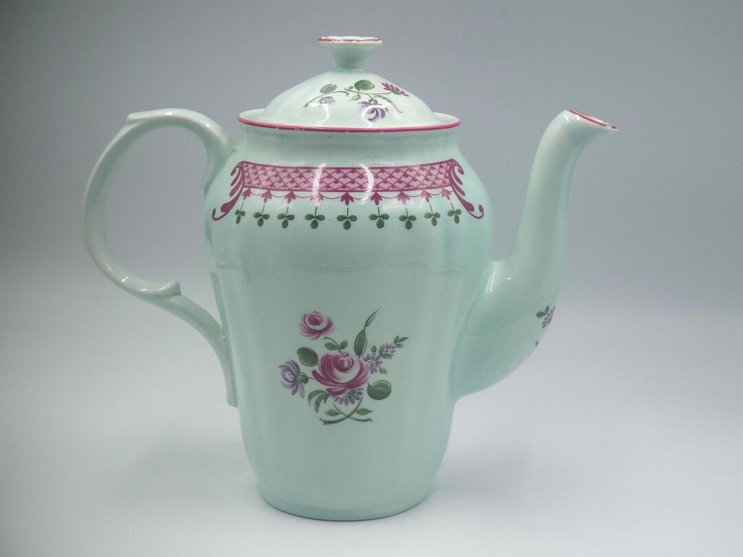 Vintage Alfred Meakin Teapot: Green Cranberry Floral Trellis, 1930s ...