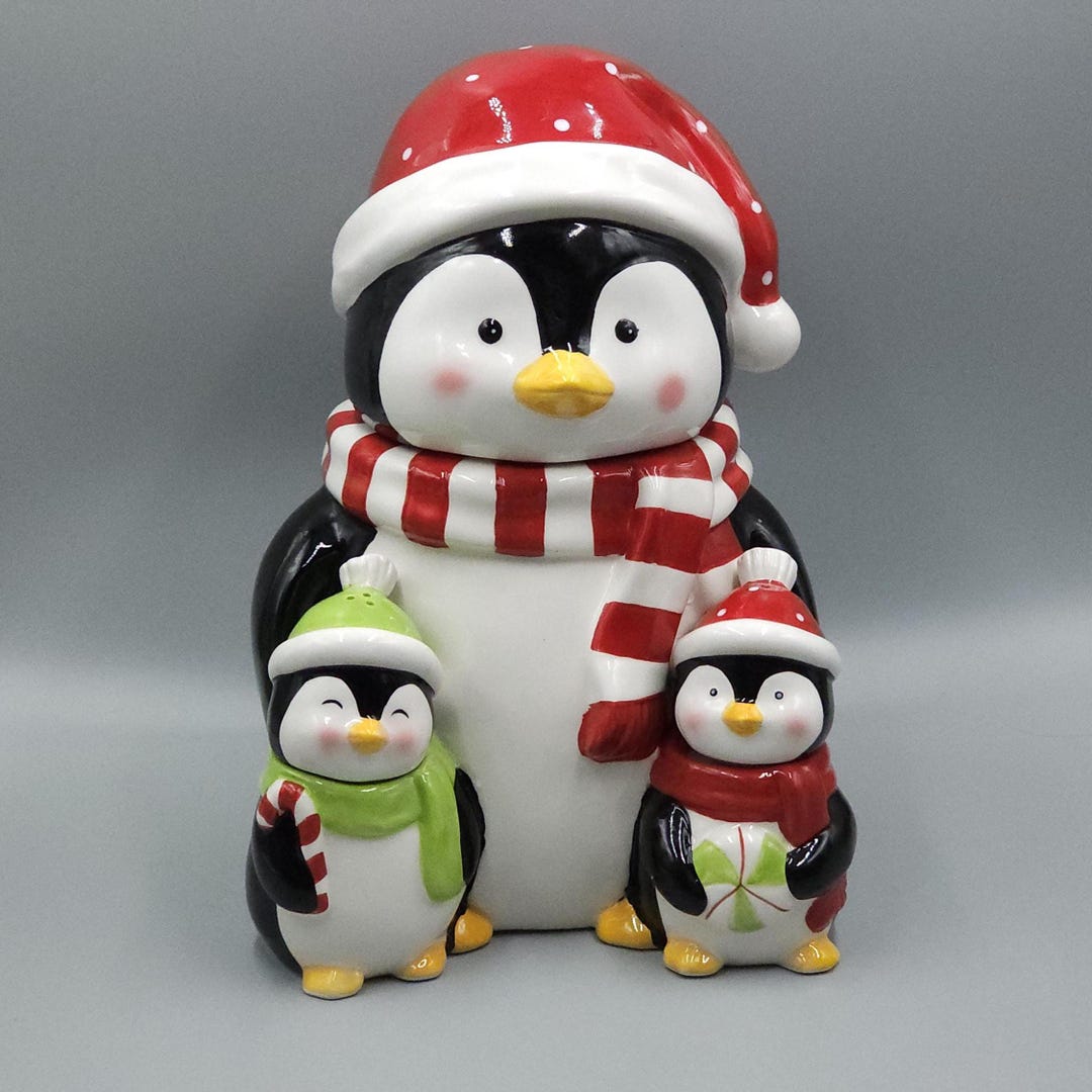 Vintage Cracker Barrel Penguin With Salt and Pepper Shakers Cookie Jar ...