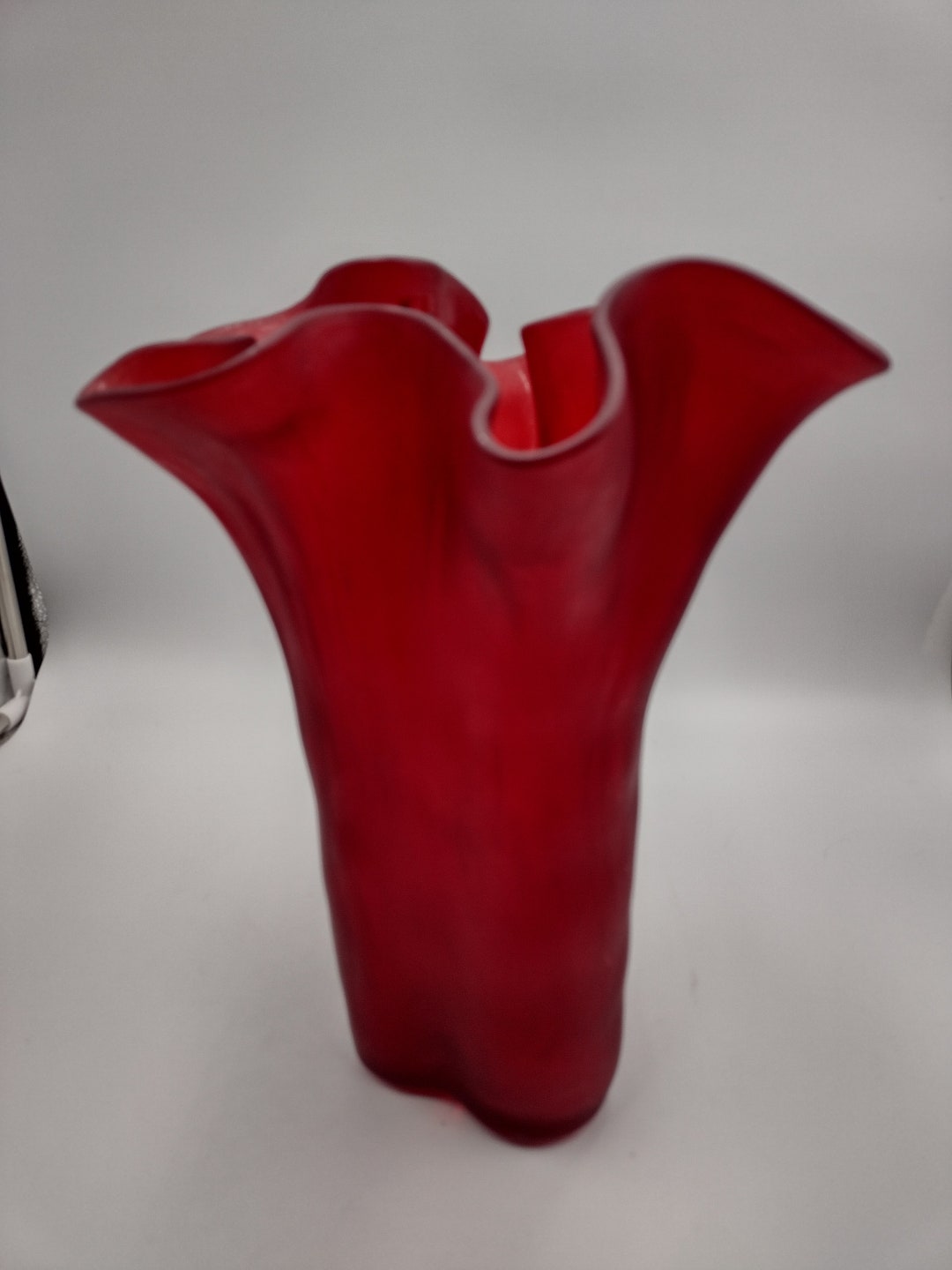 Vintage Muurla Rotes Glas Rüschen/Taschentuch Vase - Etsy.de