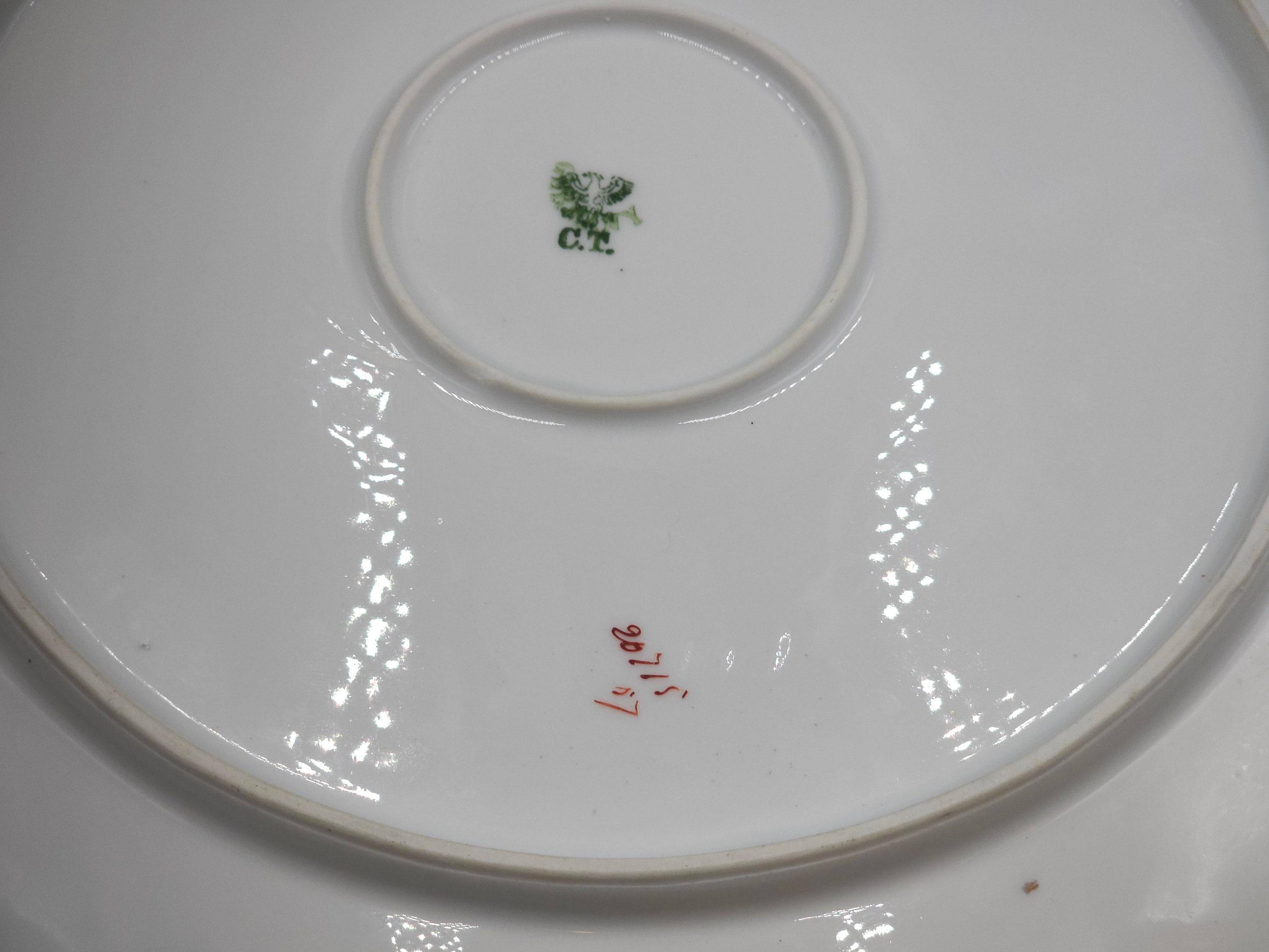 Vintage Antique Carl Tielsch Porcelain Large Plate Flower - Etsy