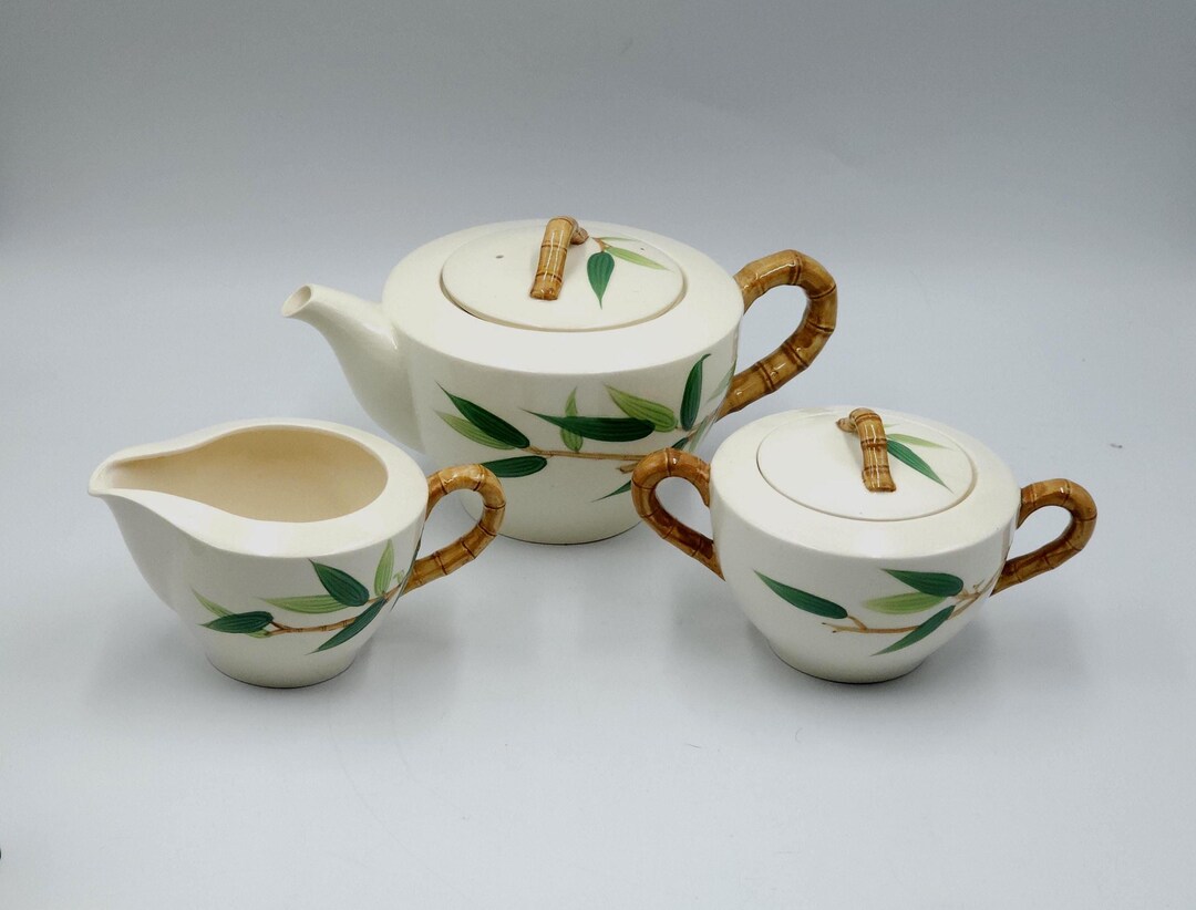 Maruta Ware Teapot Set: Hand-painted Bamboo, Mid-century Japan ...