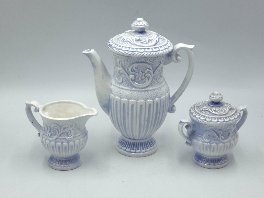 Baroque Daisy Scroll Teapot, Creamer, Sugar Bowl. Japan, 1950's or ...