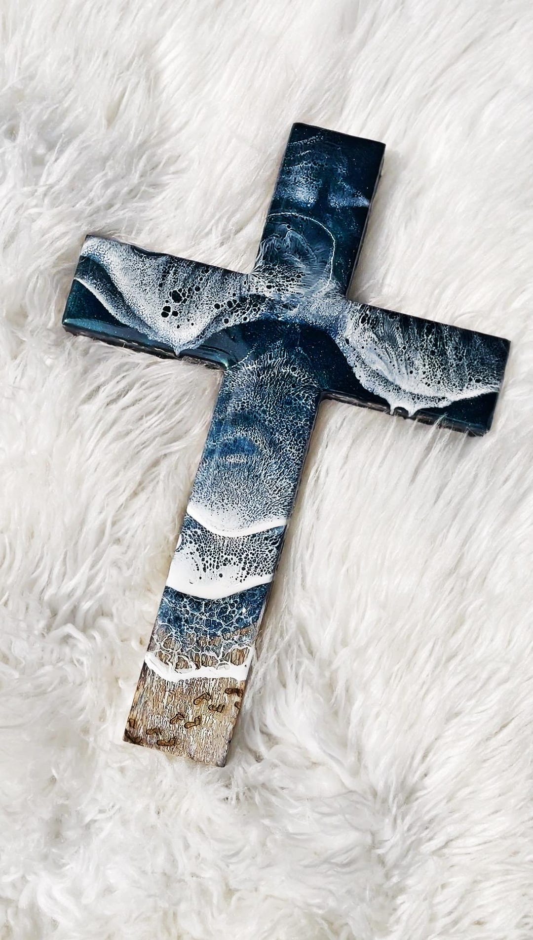 Footprints in the Sand Wood Beach Wall Cross, Reigion Ocean Cross ...