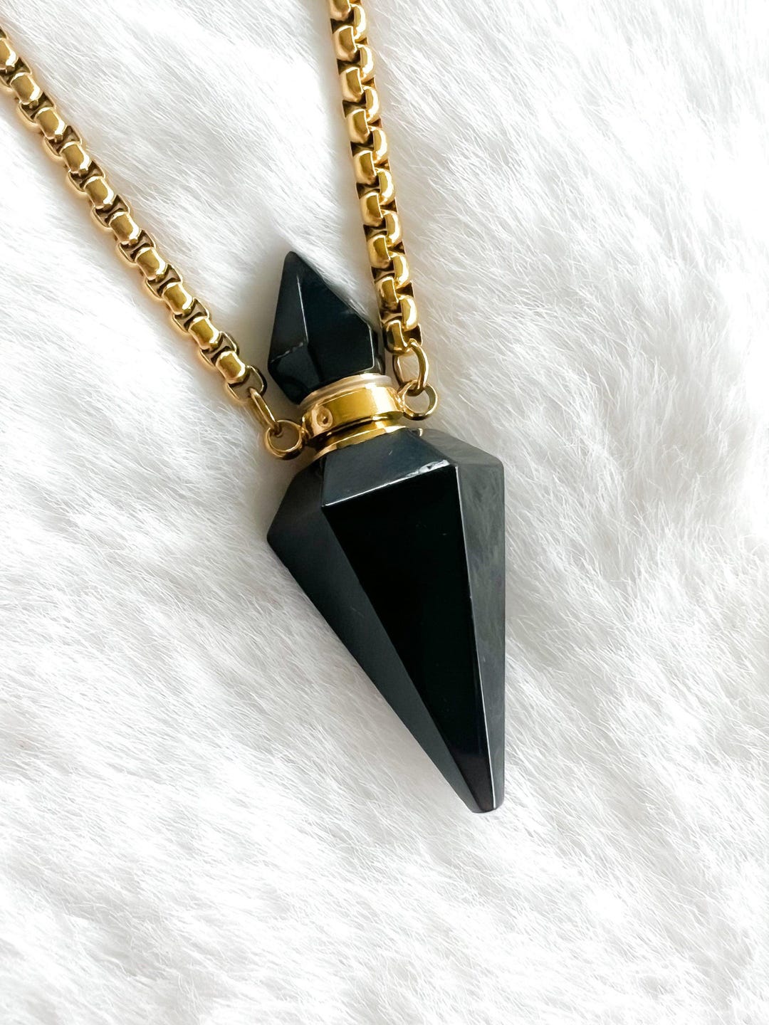 The Dake Arts Obsidian Potion Bottle Pendant Necklace: 18K Gold Plated ...