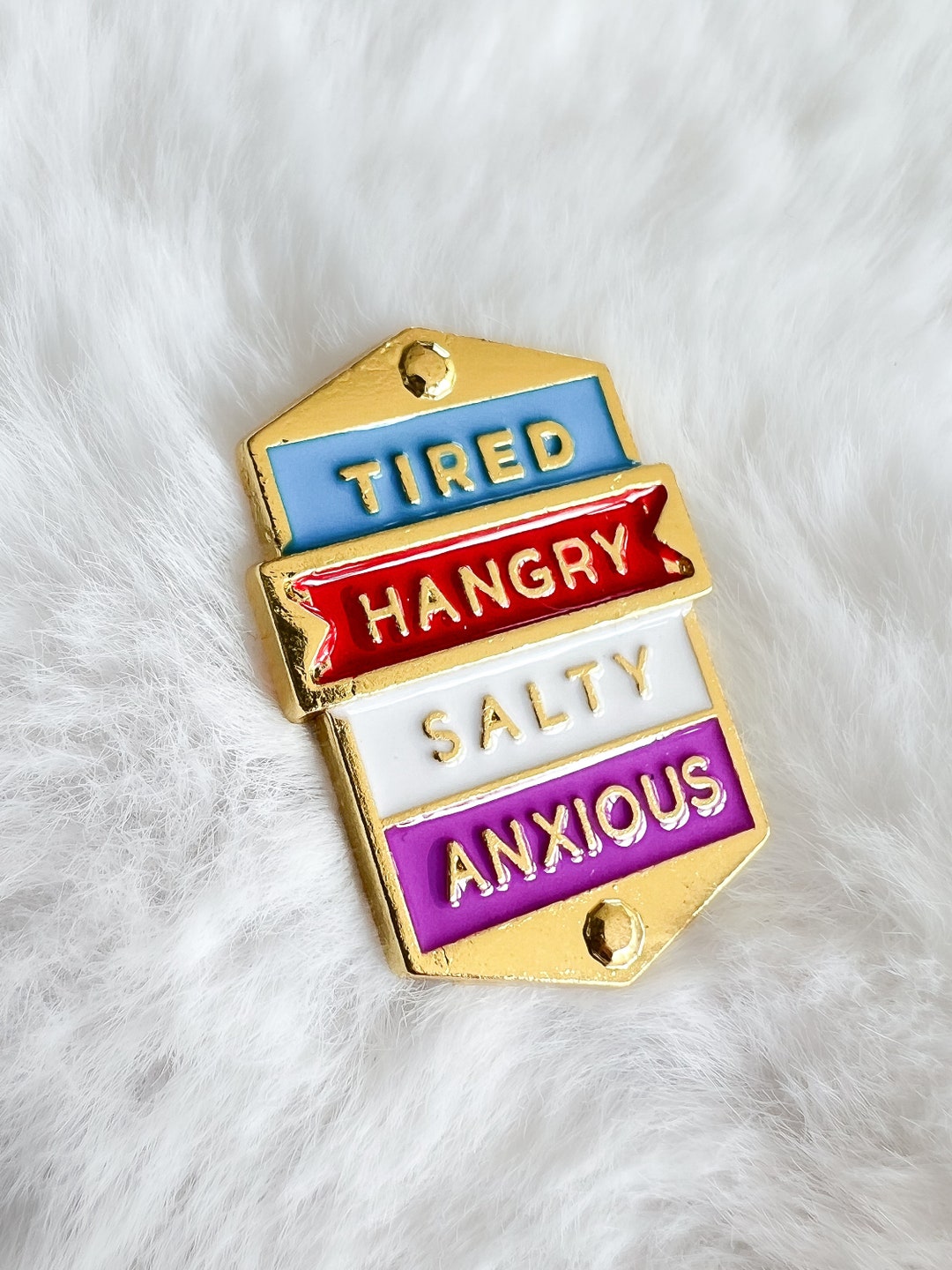 Tired Hangy Salty Anxious Enamel Pin Anxiety Lapel - Etsy
