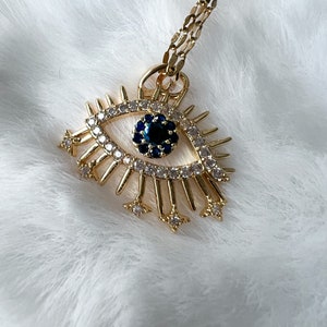 Evil Eye Crystal Necklace Mystical Eye Pendant Layered Necklace Blue ...