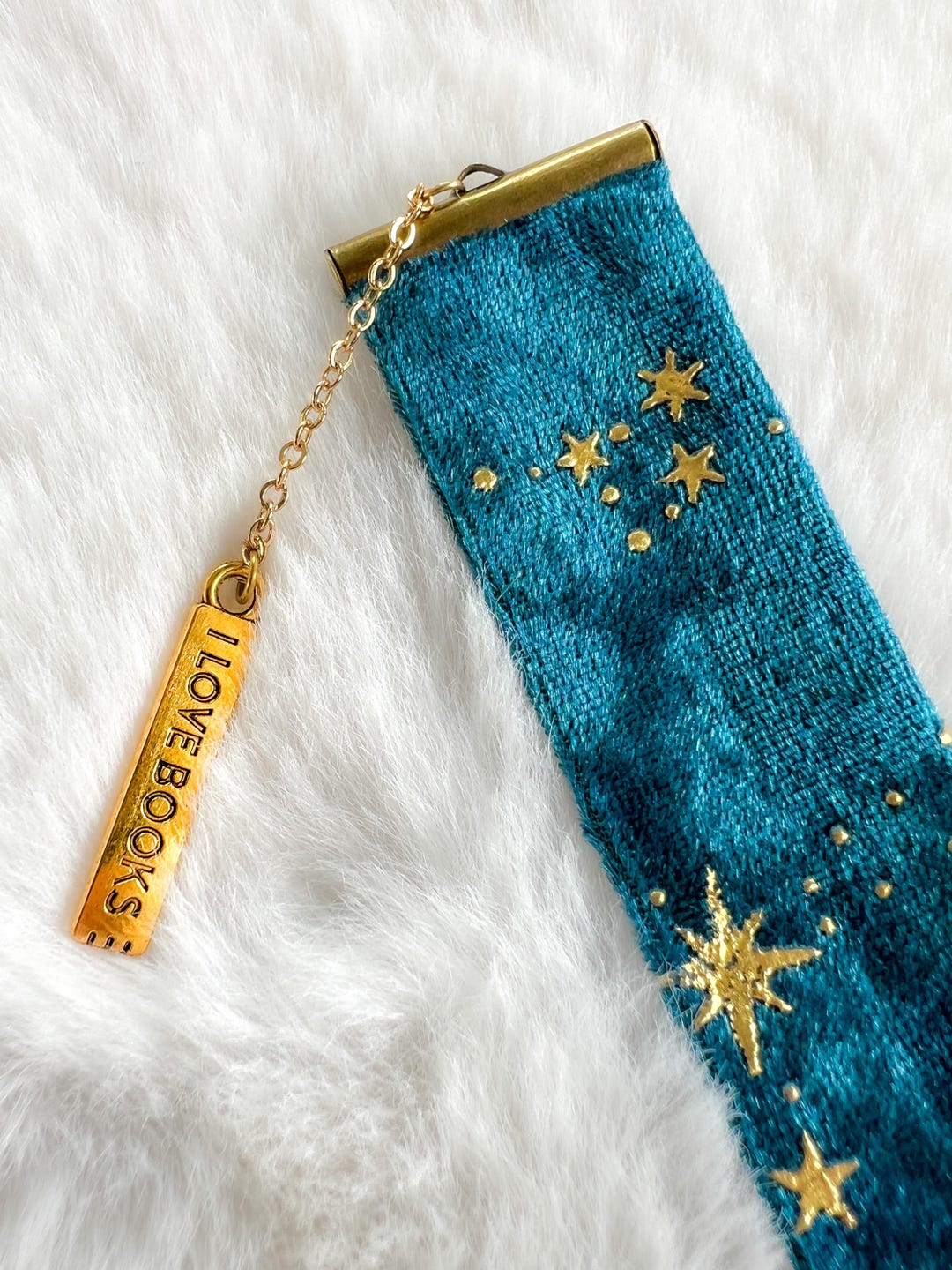 I Love Books Velvet Bookmark, Sensory Bookmark, Golden Charm, Book ...