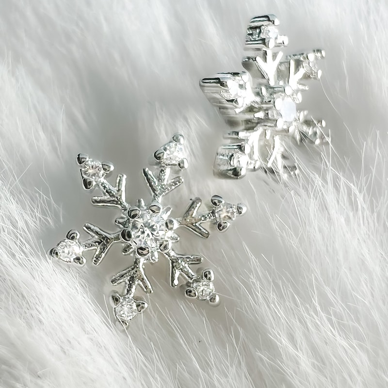 Snowflake Stud Earrings - Etsy