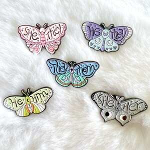 She/her Pronouns Moth Enamel Pin, Pronoun Lapel, Lanyard Pin, Purse ...