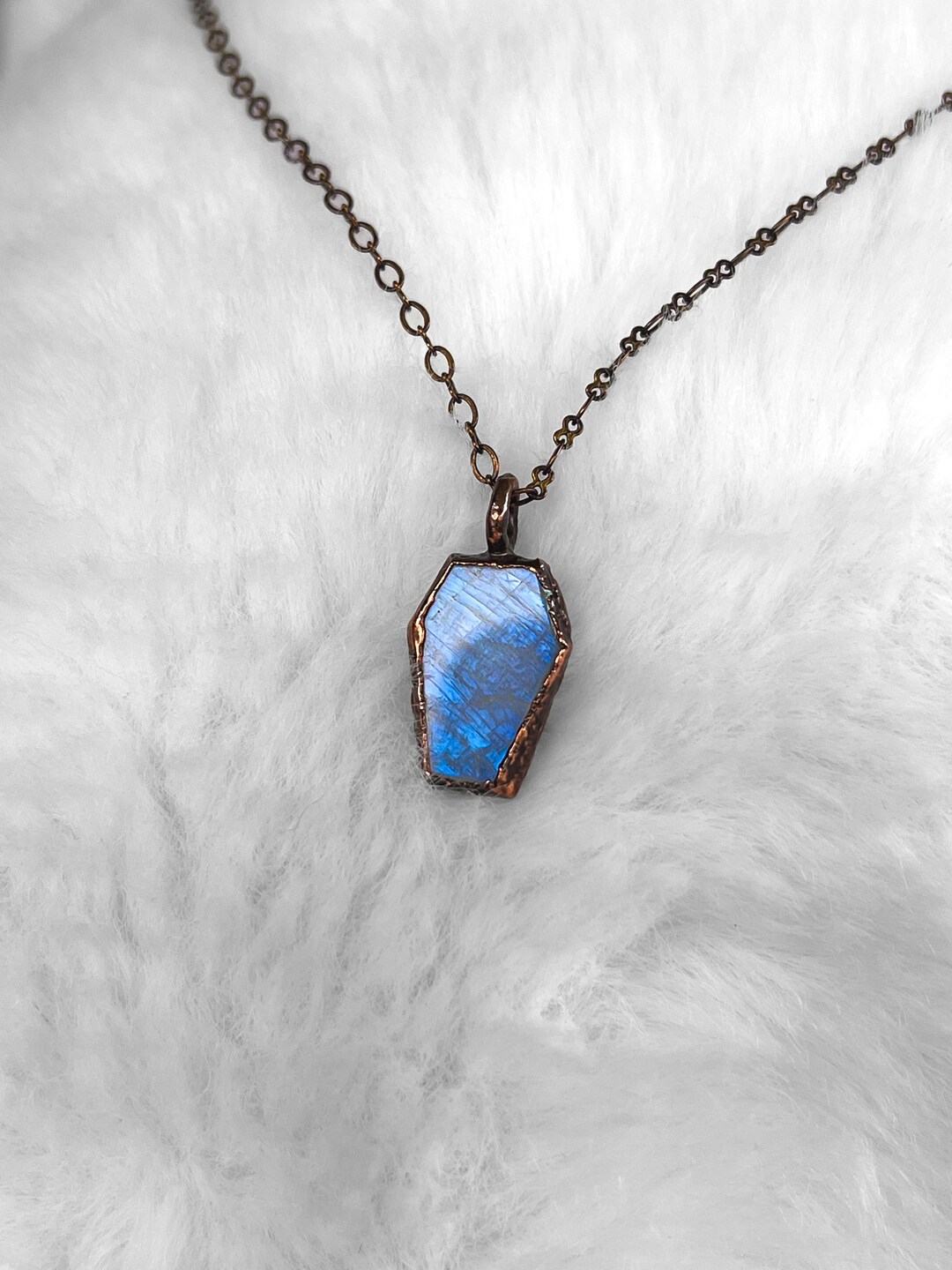 Death Becomes Her Coffin Moonstone Crystal Necklace #3, Multi-flash ...