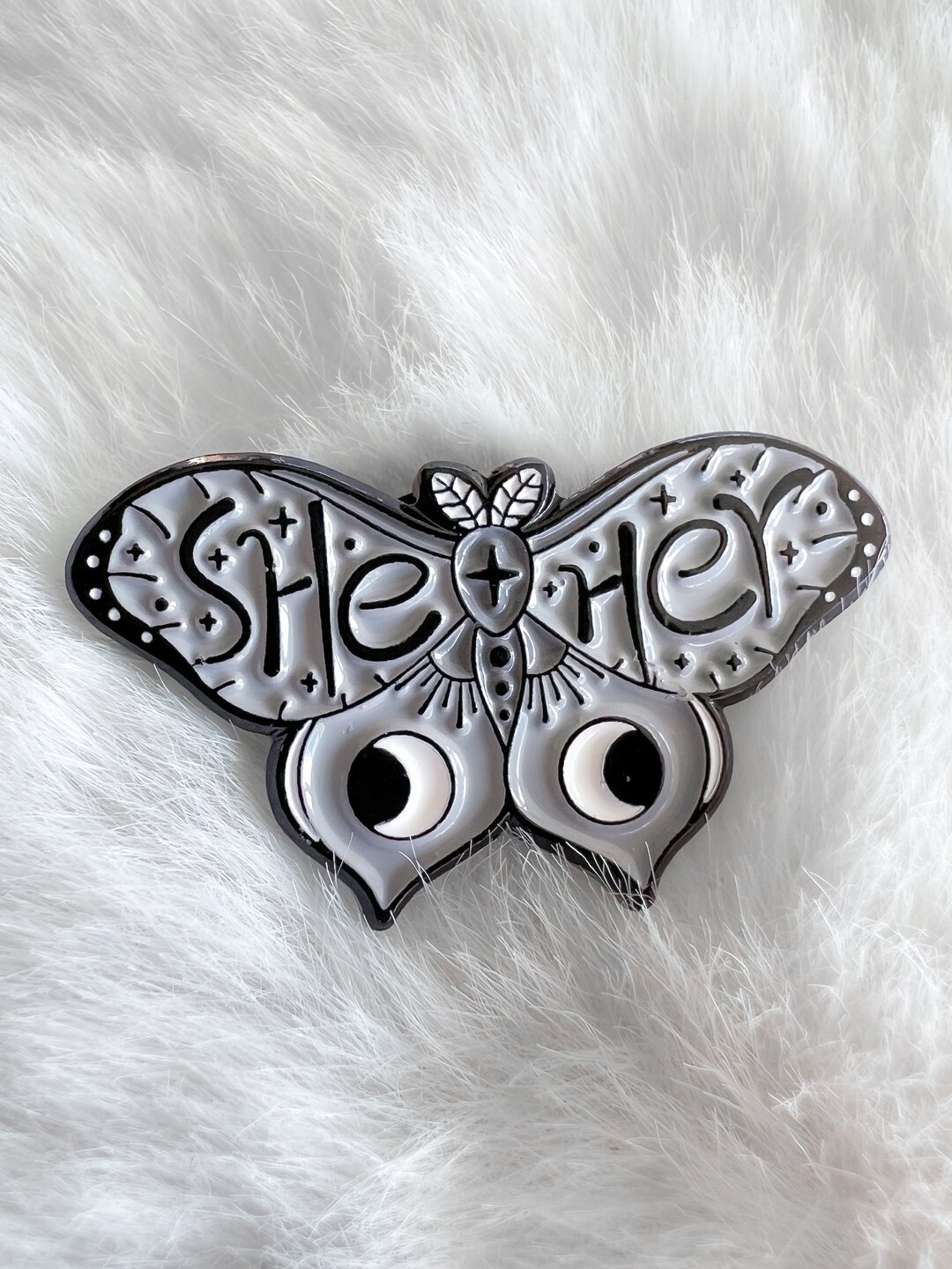 She/her Pronouns Moth Enamel Pin, Pronoun Lapel, Lanyard Pin, Purse ...