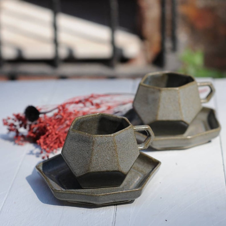 Cubiform Mug SET, Aesthetic Mug, Espresso Cup Set, Stoneware Mug Set ...