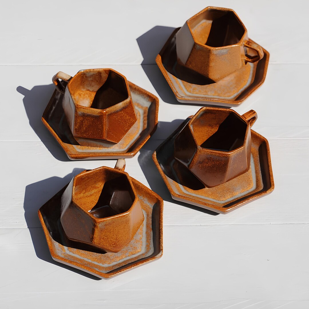 Cubiform Mug SET, Aesthetic Mug, Espresso Cup Set, Stoneware Mug Set ...