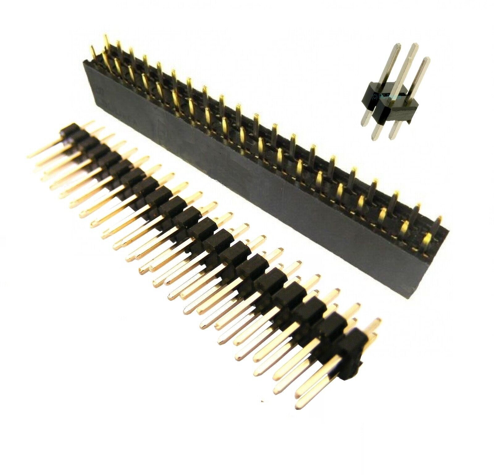 40 Pin GPIO 2x20 Female Header 40w 2x20 Male Pins & 2x2 Male for ...