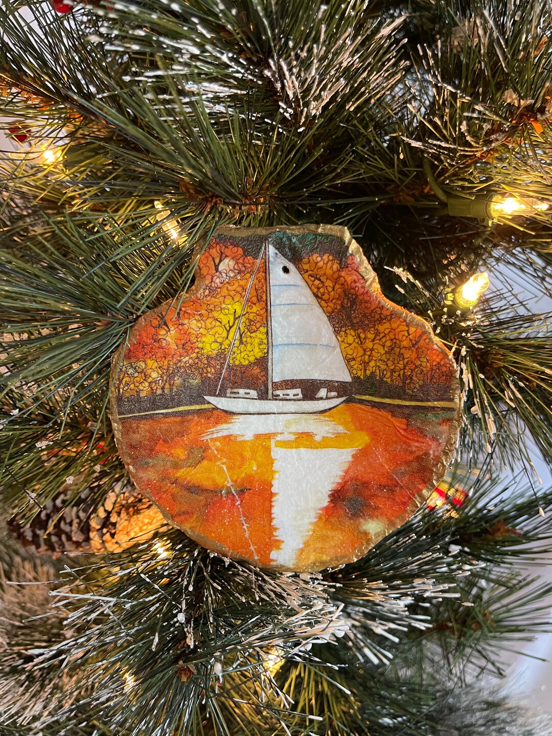 Beautiful Fall Scallop Shell Decoupaged Ornament - Etsy