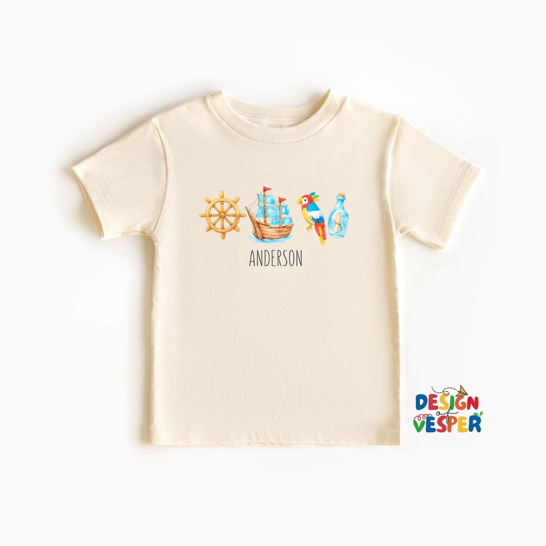 Personalized Pirate Toddler Shirt, Custom Pirate Ship Parrot Compass ...