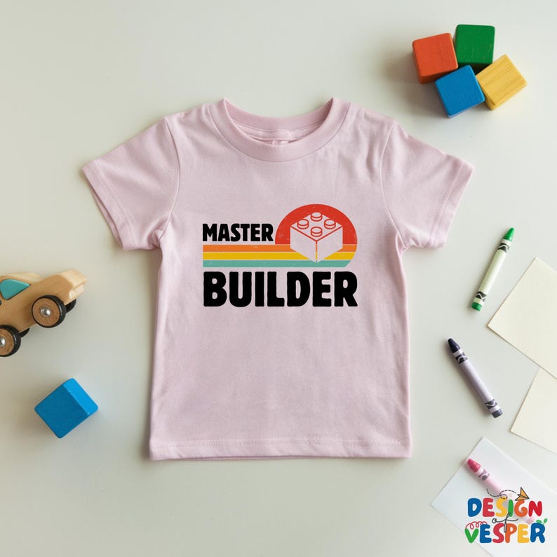 Master Builder Kids Shirt, Building Blocks Toddler Shirt, Birthday Gift ...