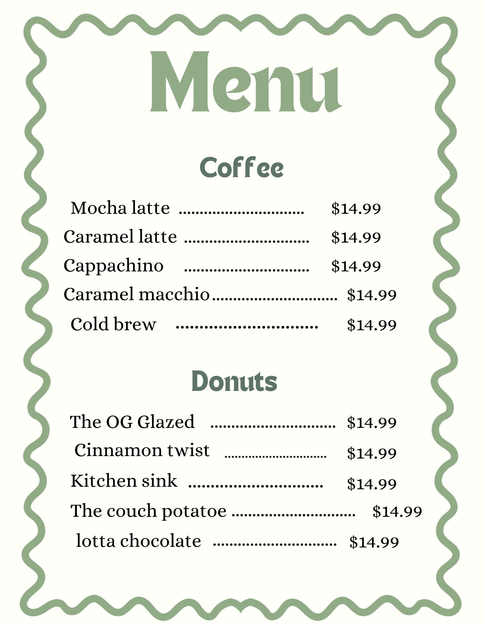 Customizable Trendy Menu / Canva Template - Etsy