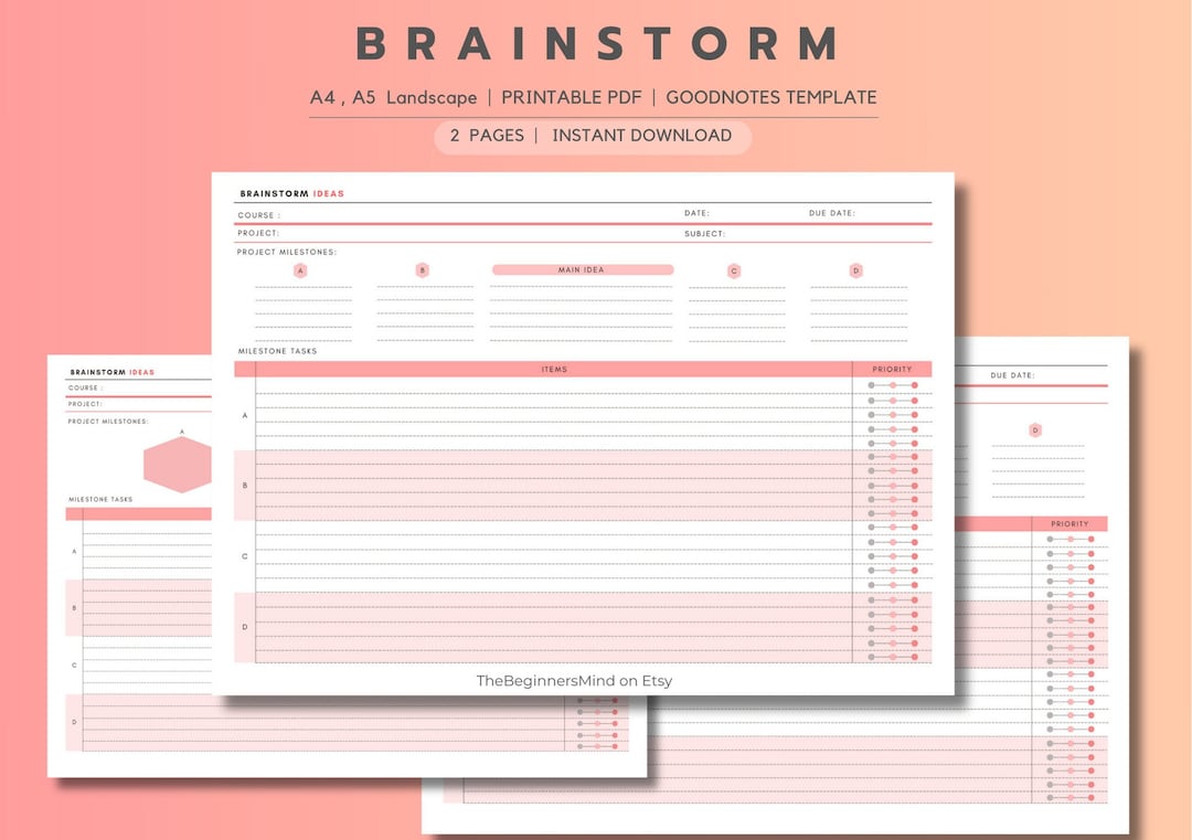Brainstorm Template, Milestone Task, Checklist, Idea Template, Task Organise, Student Tasks ...