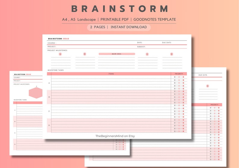 Brainstorm Template, Milestone Task, Checklist, Idea Template, Task ...