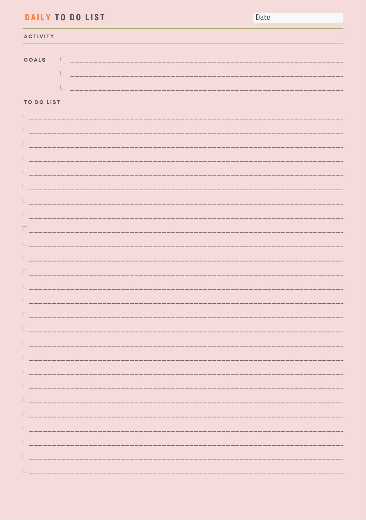 Daily to Do List, to Do List Set, Organised to Do List, Activity List ...