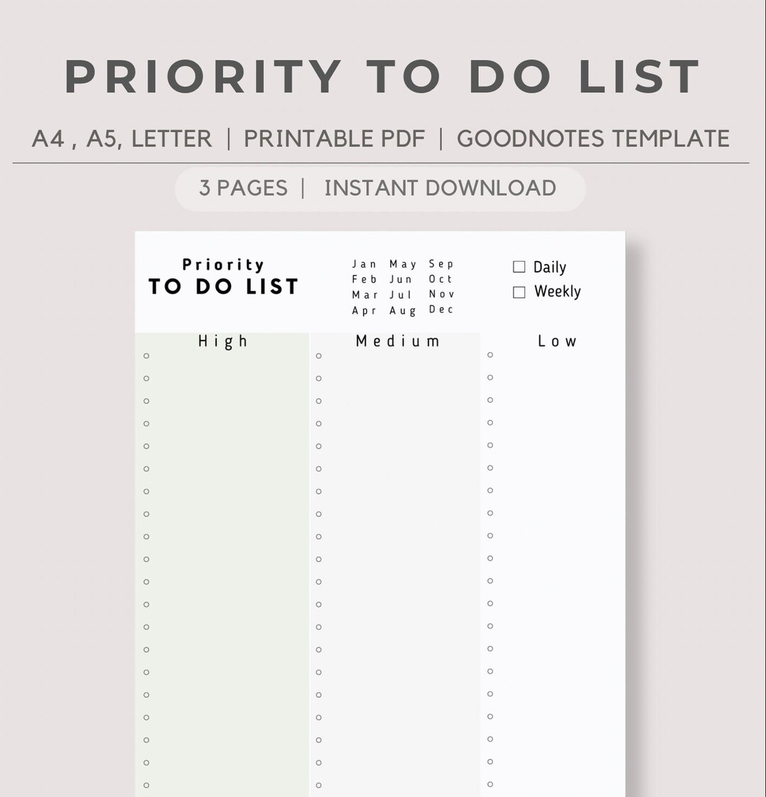 To Do List, Minimal to Do List Set, Daily to Do List, Organised to Do ...
